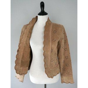 Boston Proper | Jackets & Coats | Boston Proper Brown Leather Floral ...